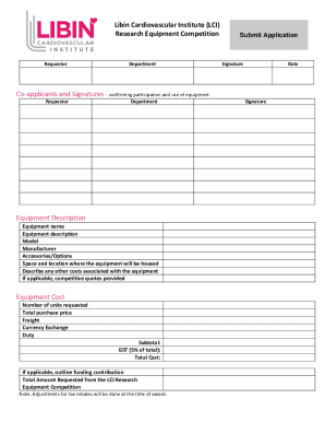 Fillable Online LCI - Equipment Competition - Application Form ...