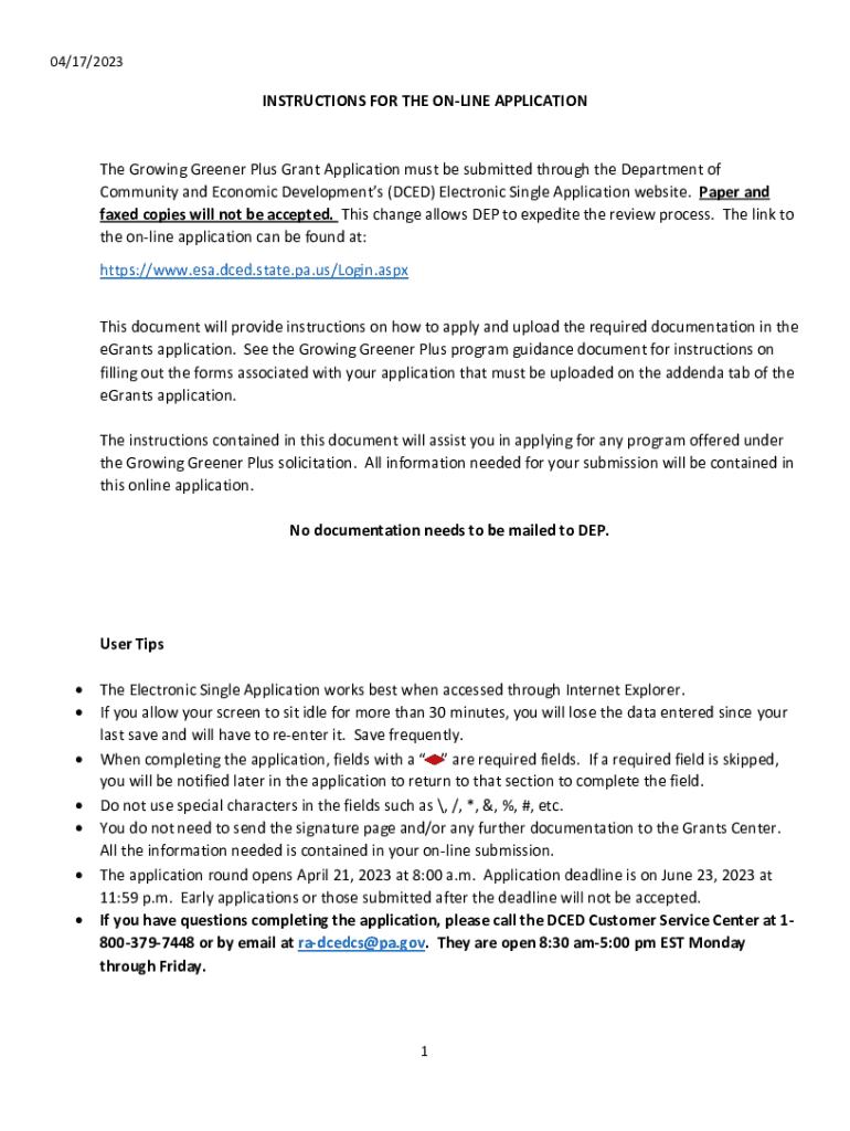 Fillable Online files dep state pa GROWING GREENER PLUS APPLICATION FORM LINE- ... Fax Email ...
