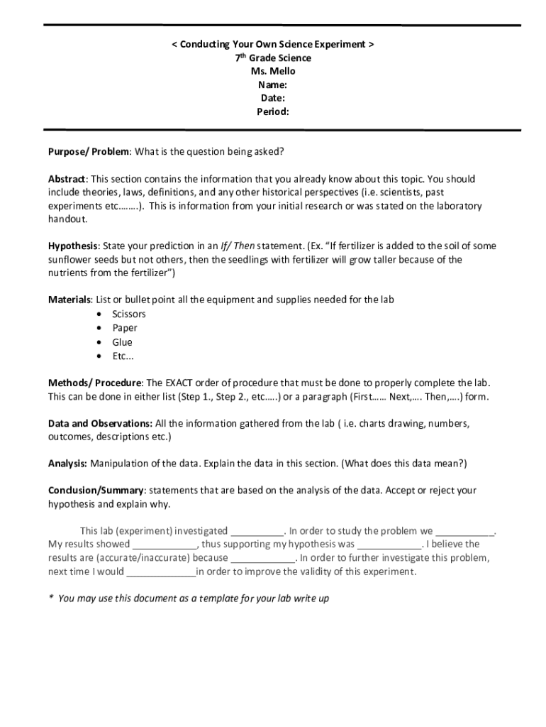 Fillable Online How To Write A Science Fair Project Abstract Fax Email