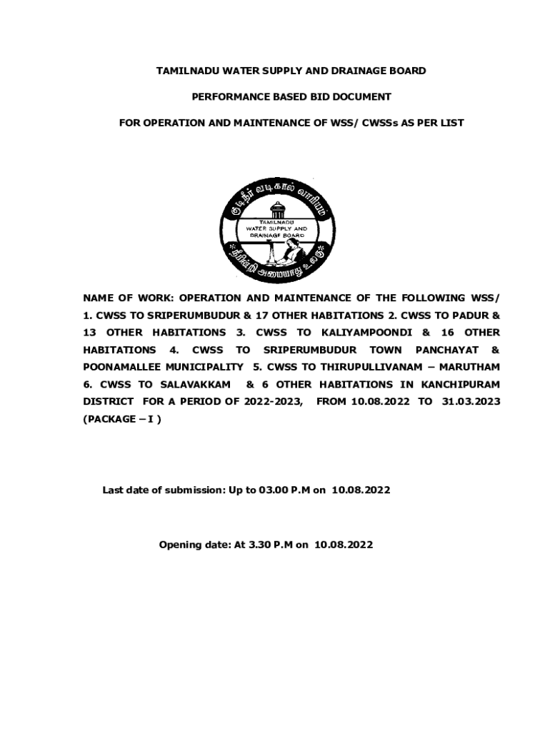 Fillable Online Tamil Nadu Water Supply And Drainage Board eTenders Fax Email Print - pdfFiller
