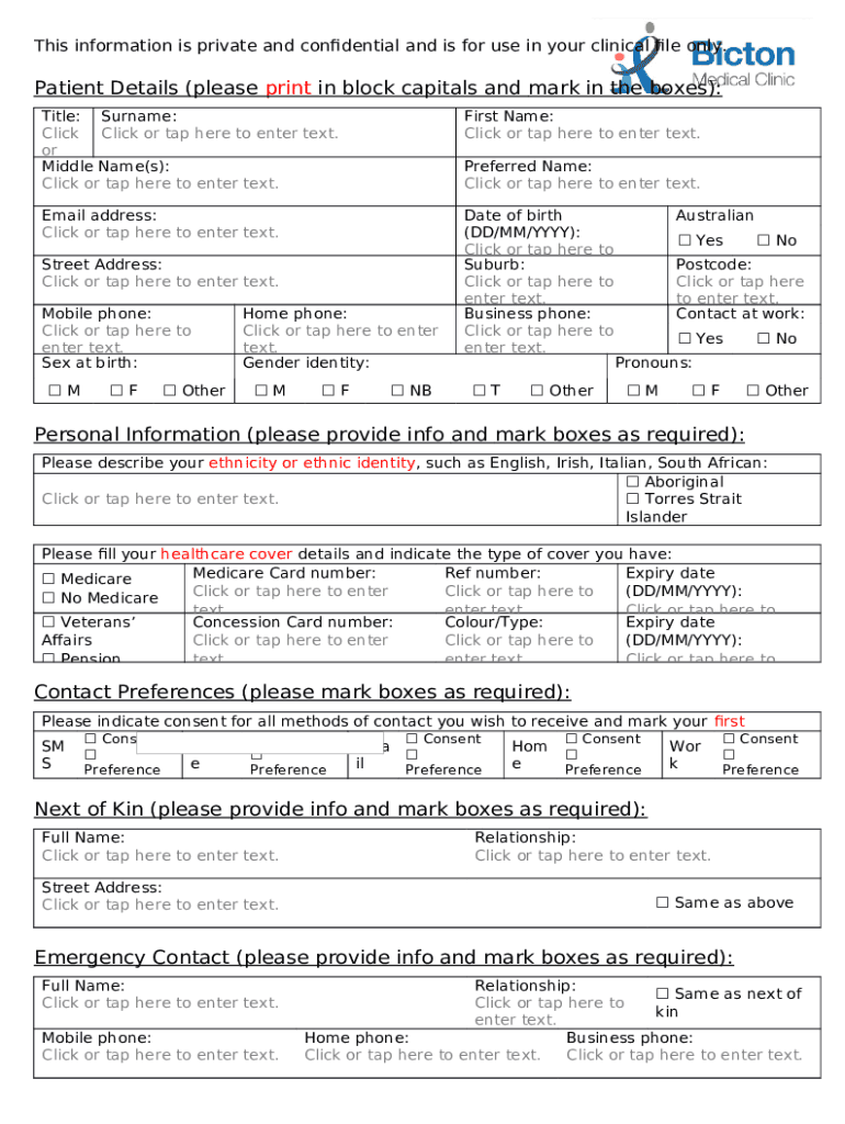 Next of Kin (please provide info and mark boxes as required) Doc ...