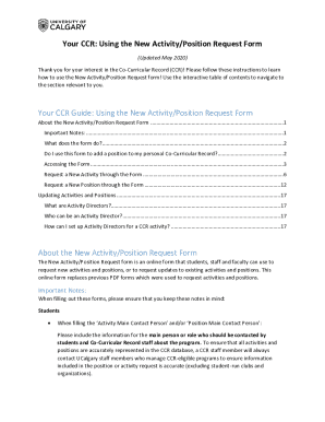 Fillable Online Your CCR: Using the New Activity/Position Request Form ...