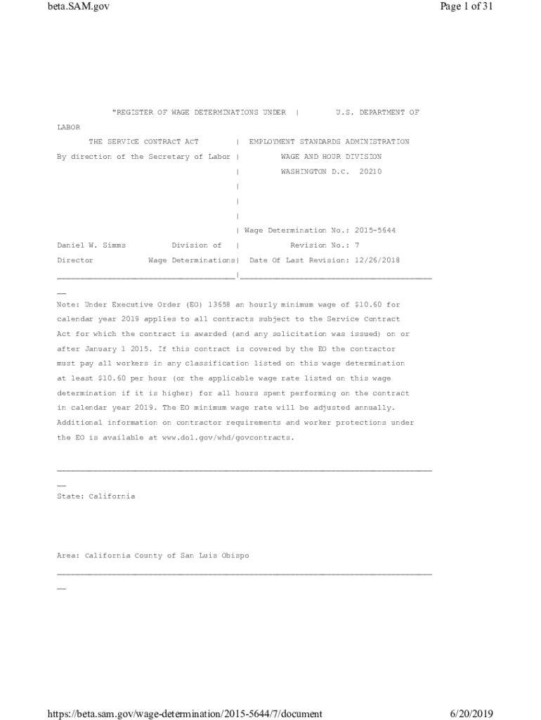 Fillable Online Wage Determinations Service Contract Act WD # 1977-0211 ...