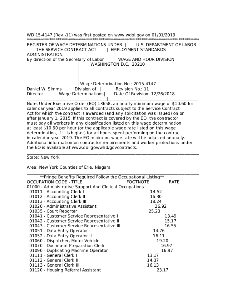 Wage Determinations Service Contract Act WD # 1996-0106 Doc Template ...