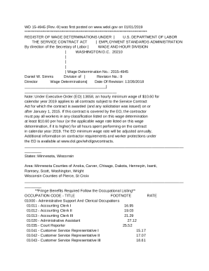 Service Contract Act (SCA) Wage Determinations Doc Template | pdfFiller
