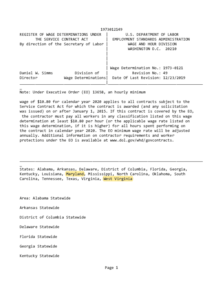 Fillable Online 1973012149 register of wage determinations underus ...
