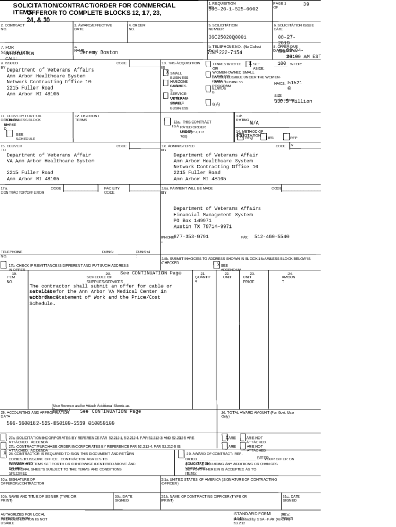 212-1 INSTRUCTIONS TO OFFERORS - COMMERCIAL ITEMS19 Doc Template | pdfFiller