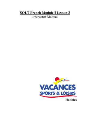 Fillable Online SOLT French Module 2 Lesson 3 Instructor Manual Fax ...