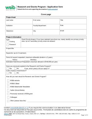 Fillable Online Research and Grants Program - Application form. Research and Grants Program ...