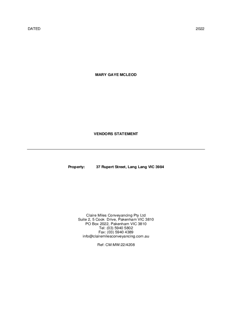 Fillable Online section-32-vendors-statement-37-rupert-street-lang ...