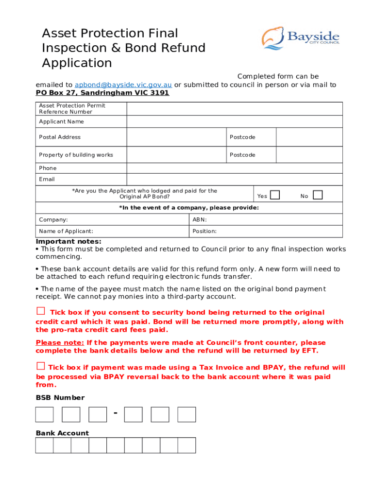 Asset ProtectionRequest for Final Inspection And Bond ... Doc Template ...