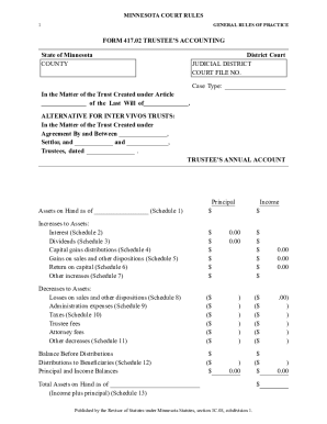 Fillable Online FORM 417.02 TRUSTEE'S ACCOUNTING District Court State ...