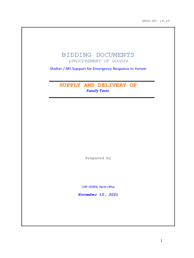 Fillable Online Shelter / NFI Support for Emergency Response in Yemen Fax Email Print - pdfFiller