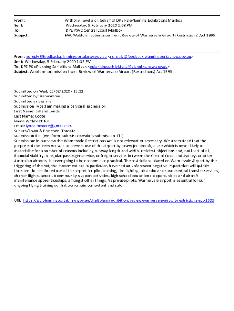 Fillable Online Subject:FW: Webform submission from: Review of ...