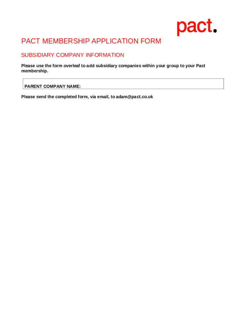 PACT MEMBERSHIP RENEWAL Doc Template | pdfFiller