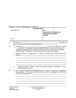 Fillable Online Wa Order Custody Form: Pre-built template Fax Email ...