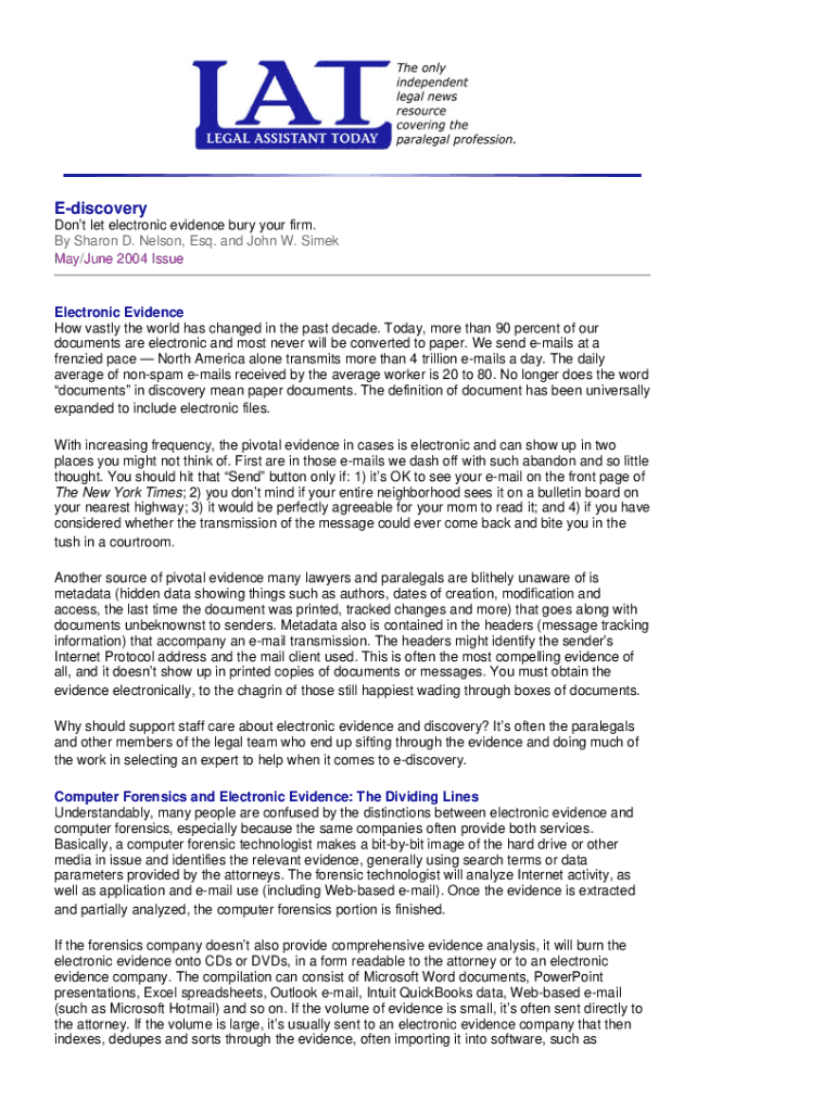 Fillable Online The electronic evidence and discovery handbook : forms ...