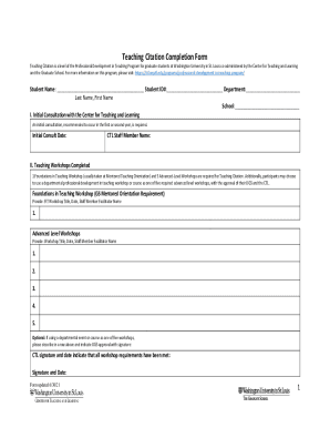 Fillable Online Teaching Citation Completion Form Fax Email Print ...