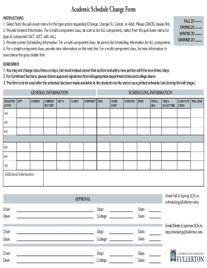Fillable Online Academic Schedule Change Form Fax Email Print - pdfFiller