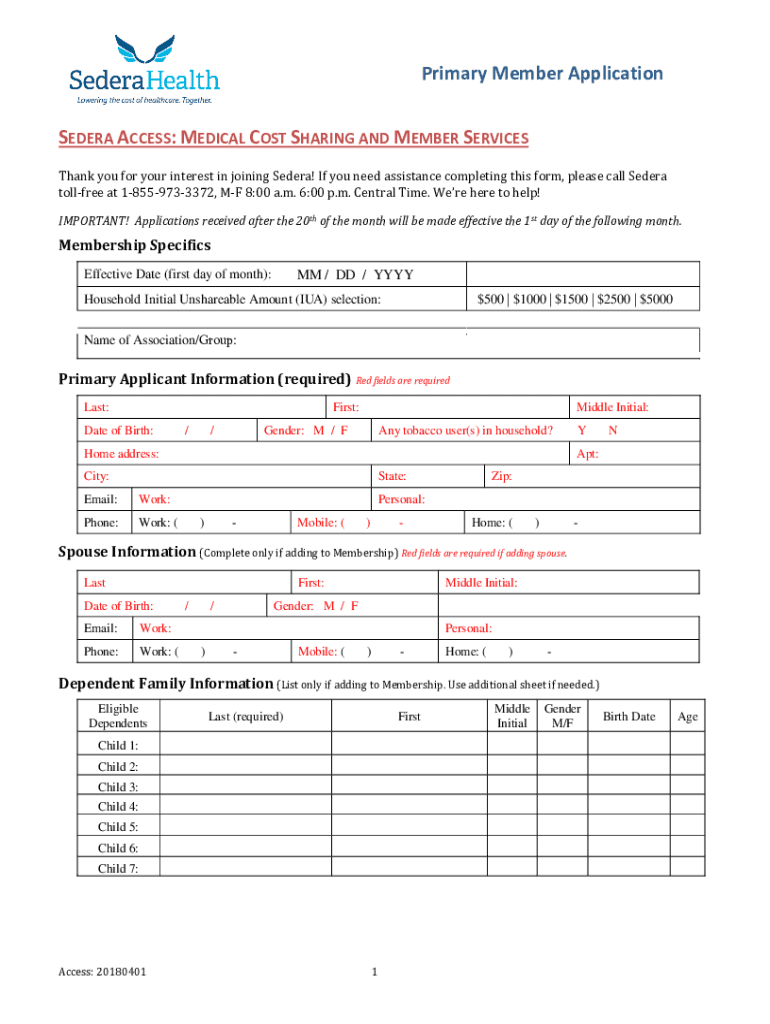 Fillable Online Primary Member Application Fax Email Print - pdfFiller