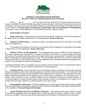 Fillable Online Bid 19-71 Sample Contract 051919-BF edits 5-17-19 Legal ...