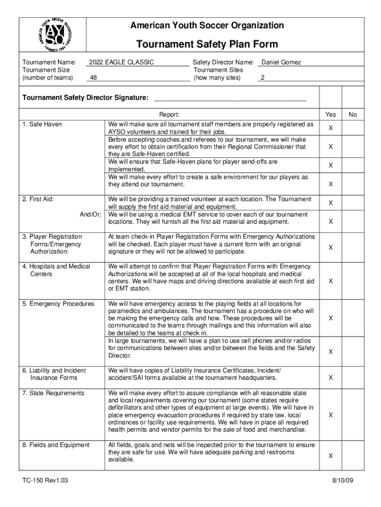 Fillable Online Tournament Safety Plan Form - cloudfront.net Fax Email ...