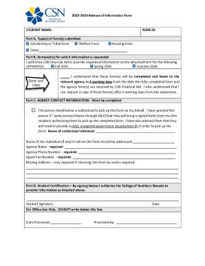 Fillable Online 2023-2024 Release of Information Form. Release of ...