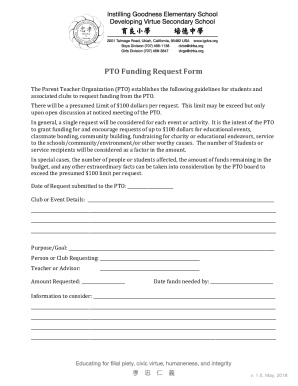 Fillable Online Fund Request from PTO. PTO Fund Request Form Fax Email ...