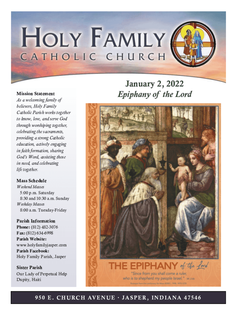 Fillable Online Holy Family Catholic Church Mission Statement Fax Email ...