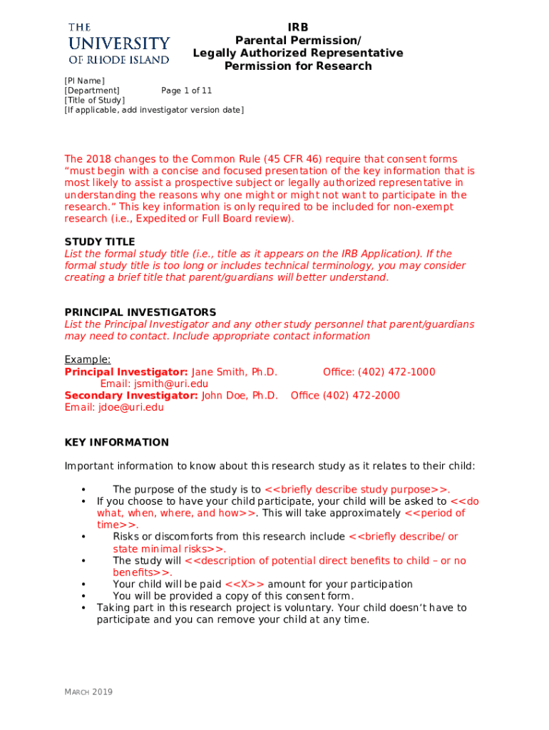 Implementation of Common Rule Changes to the Ined ... Doc Template ...