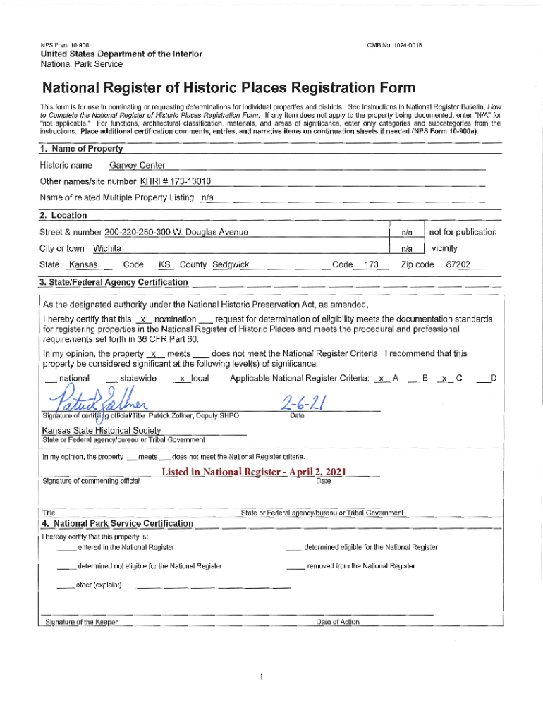 Fillable Online Listed in National Register Fax Email Print - pdfFiller