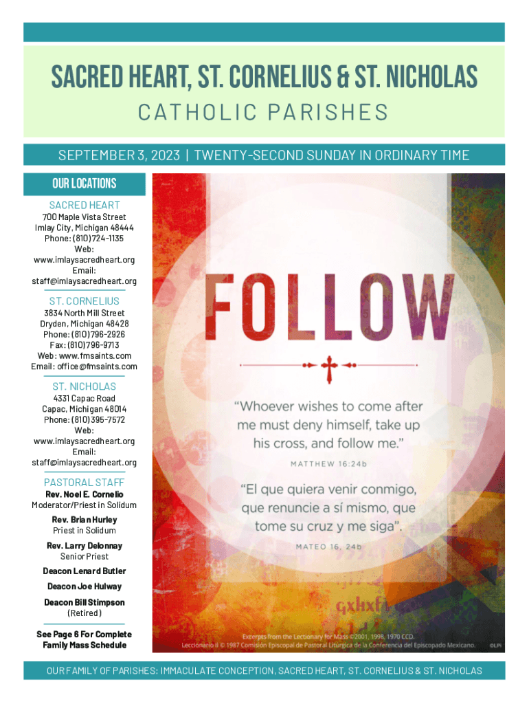 Fillable Online Sacred Heart, St. Cornelius & St. Nicholas Fax Email ...