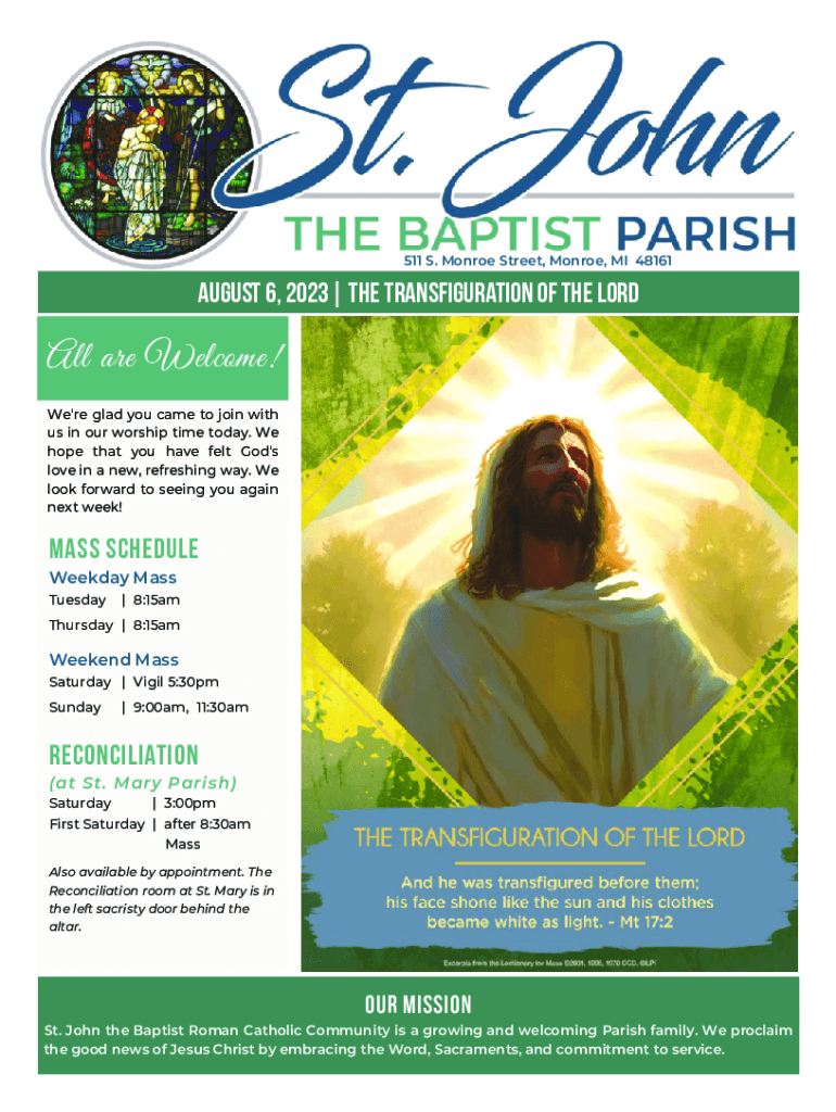 Fillable Online Parish Service - St John the Baptist Parish - Monroe ...
