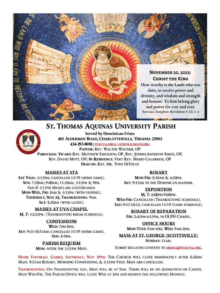 Fillable Online ST. THOMAS AQUINAS UNIVERSITY PARISH Fax Email Print - pdfFiller
