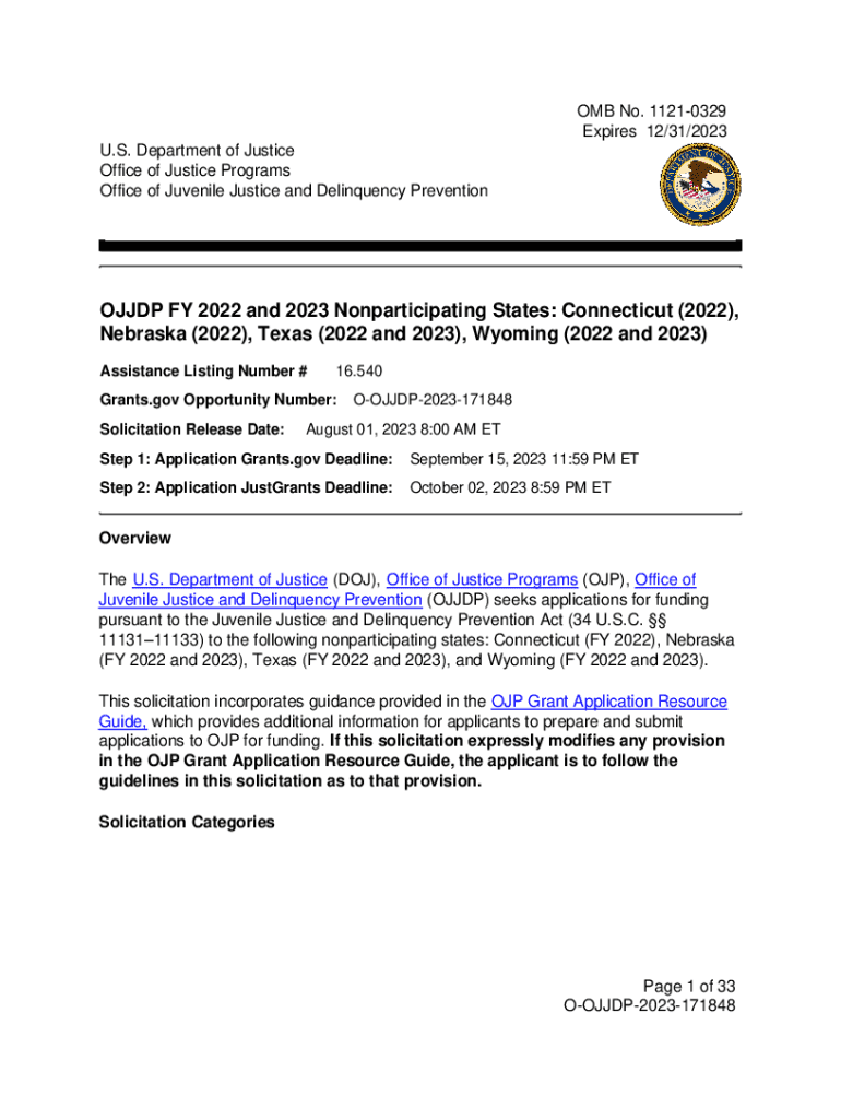 Fillable Online OJJDP FY 2022 and 2023 Nonparticipating States. OJJDP ...