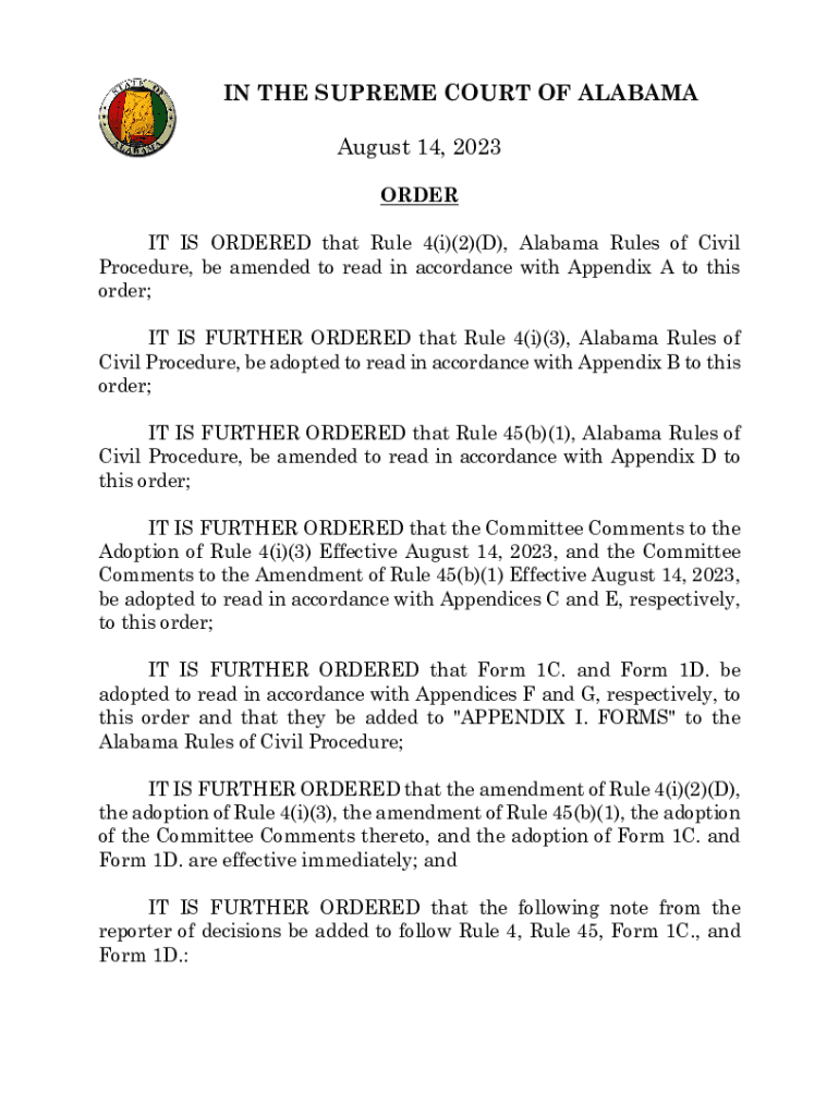Fillable Online judicial alabama Rule 5 - Service and filing of ...