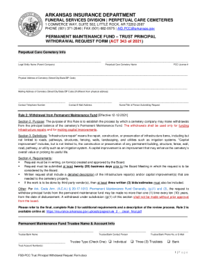 Fillable Online Permanent Maintenance FundTrust Principal Withdrawal ...