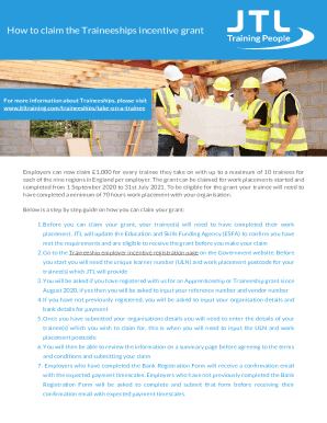 Fillable Online How to claim the Traineeships incentive grant Fax Email ...