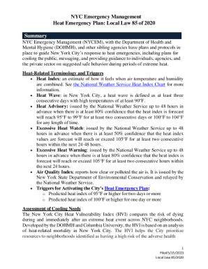 Fillable Online NYC Emergency Management Heat Emergency Plan: Local Law ...