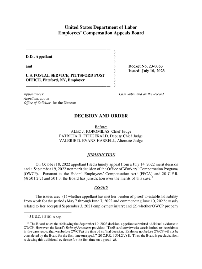 Fillable Online 09-0050: P.B. and U.S. POSTAL SERVICE, PITTSFORD ...