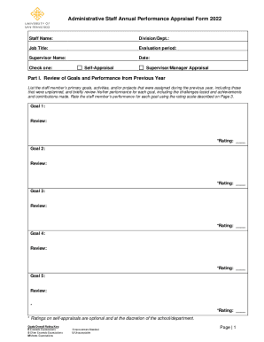 Fillable Online Administrative Staff Annual Performance Appraisal Form ...
