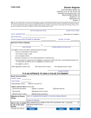 Fillable Online Elector Register - Form 13RSE - LGS12801.pdf Fax Email ...