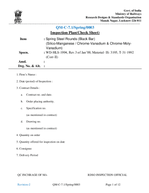 Fillable Online Inspection Plan Check Sheet for Spring Loaded Side ...