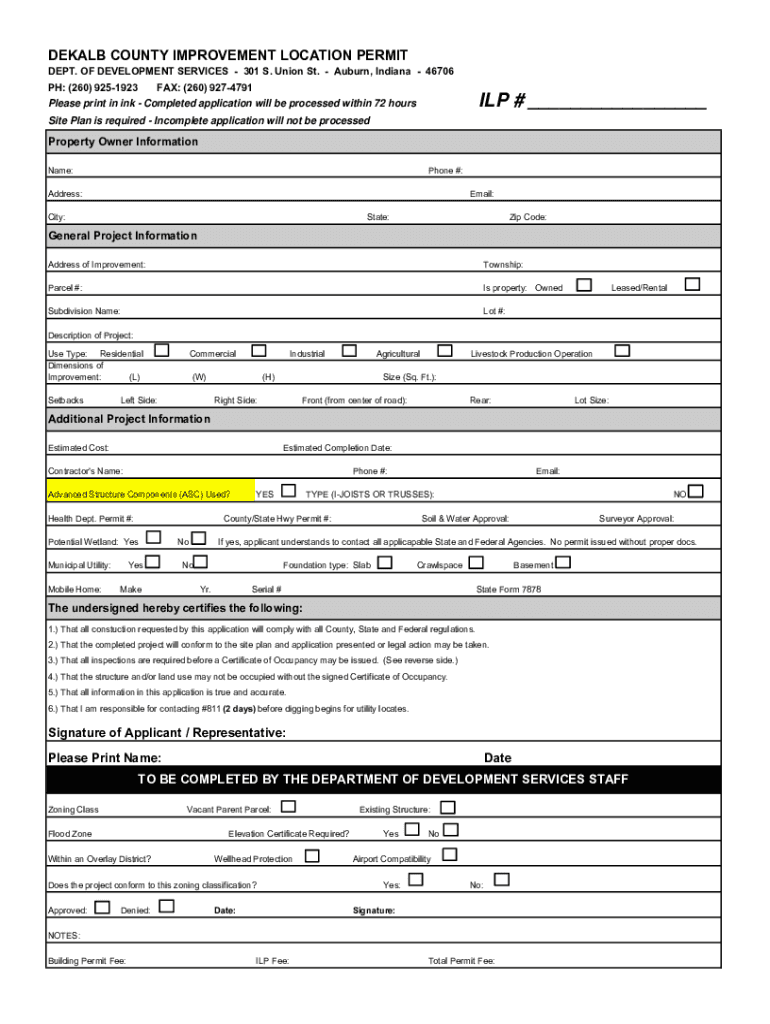 Fillable Online ILPNew ConstructionDeKalb County.xls Fax Email Print - pdfFiller