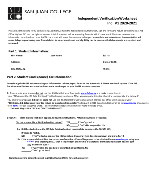 Fillable Online 2021-2022 Verification Worksheet - Group V1 Independent ... Fax Email Print ...
