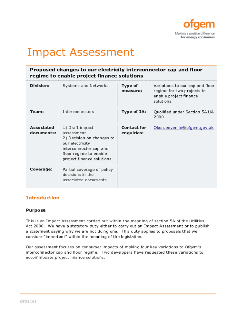 Fillable Online Cap and floor regime variation IA. Impact assessment ...