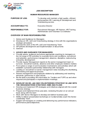Fillable Online Human Resources (hr) Manager Job Description +TEMPLATE ...