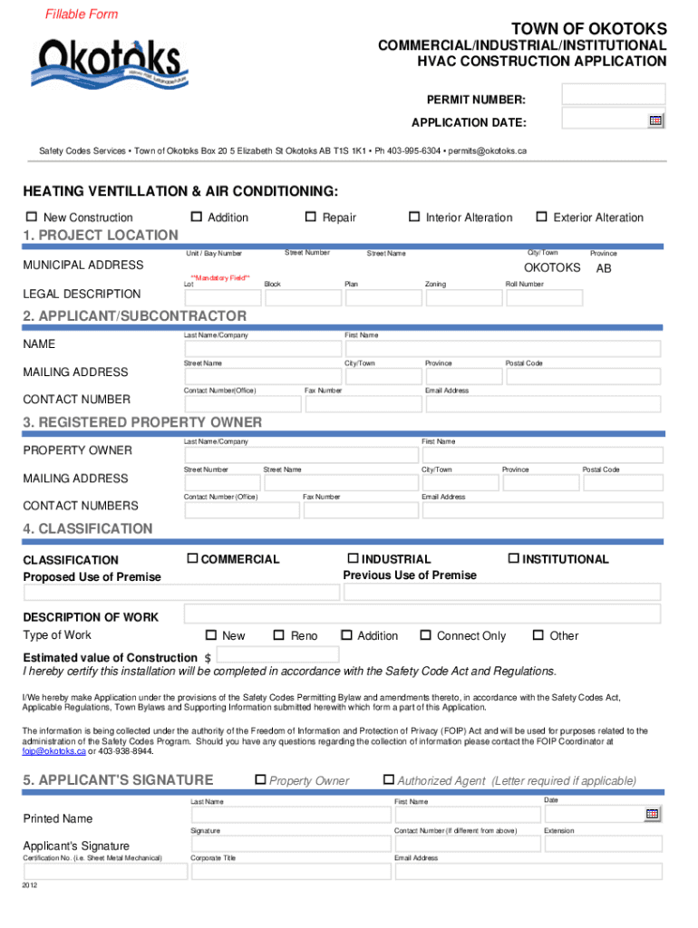 Fillable Online ICI - HVAC Construction Application Fax Email Print ...