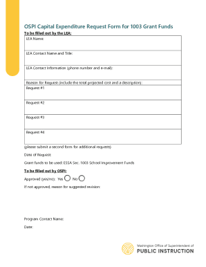 Fillable Online OSPI Capital Expenditure Request Form for 1003 Grant ...