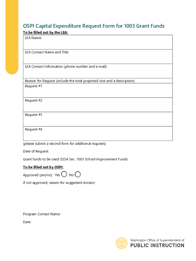 Fillable Online OSPI Capital Expenditure Request Form for 1003 Grant ...